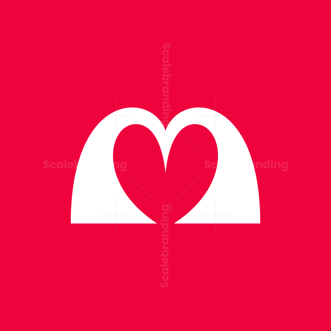 Letter M Shaped Heart to represent Love Logo | Scalebranding