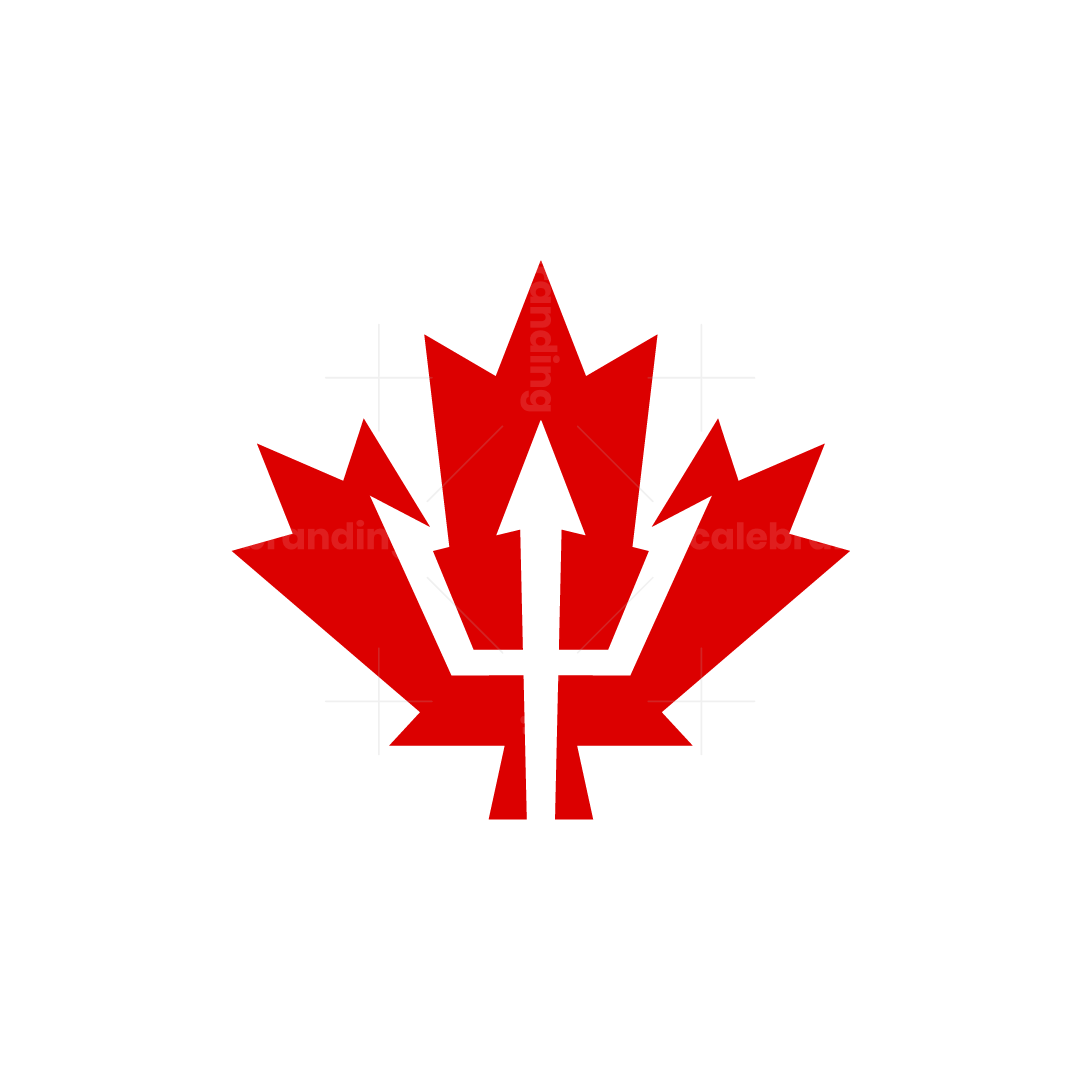 Red Maple Leaf Logo with Trident Symbol | Scalebranding