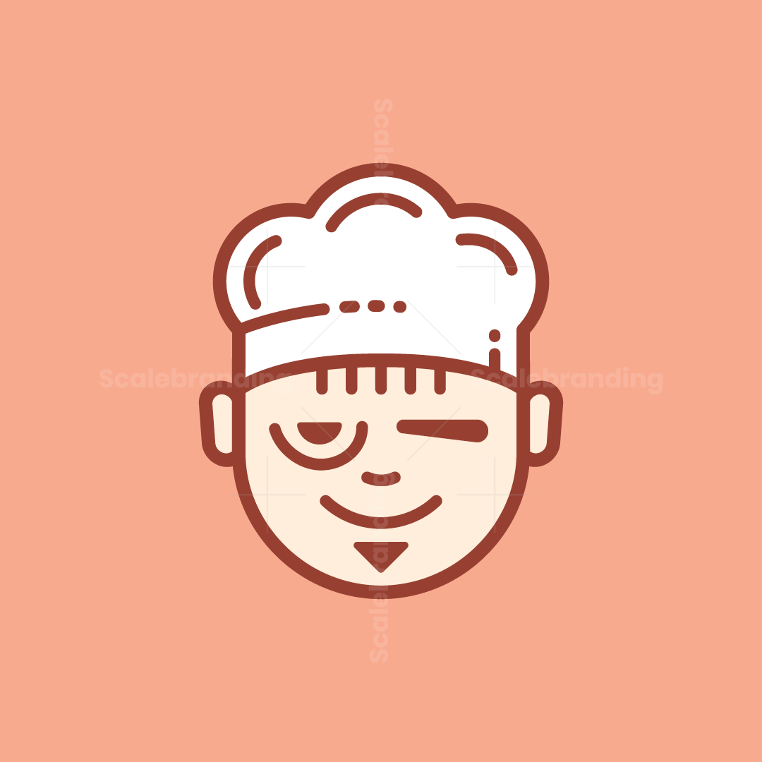 Smiling Chef Face with Wink Eyes logo | Scalebranding