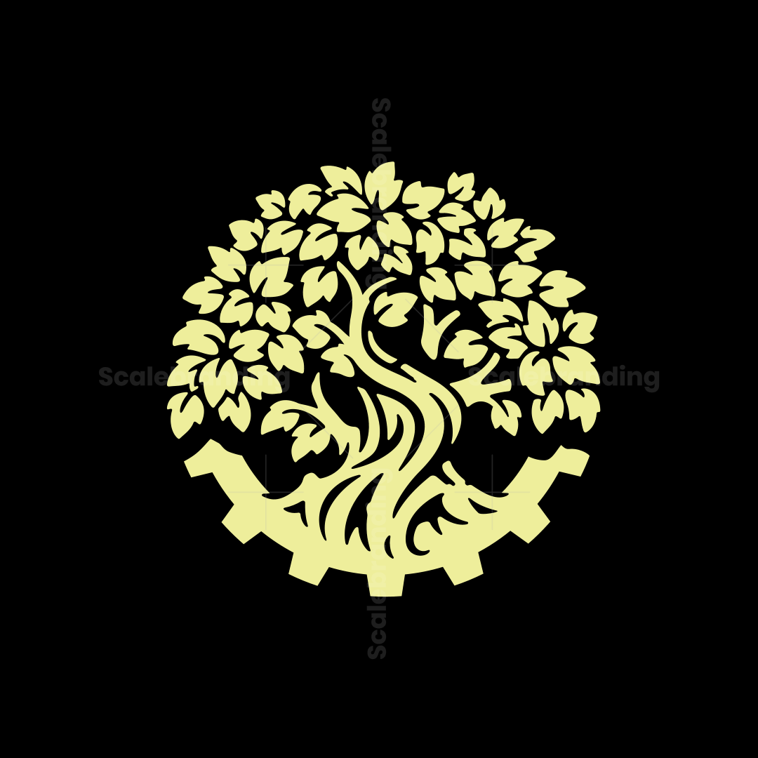 Yggdrasil tree technology gear logo | Scalebranding