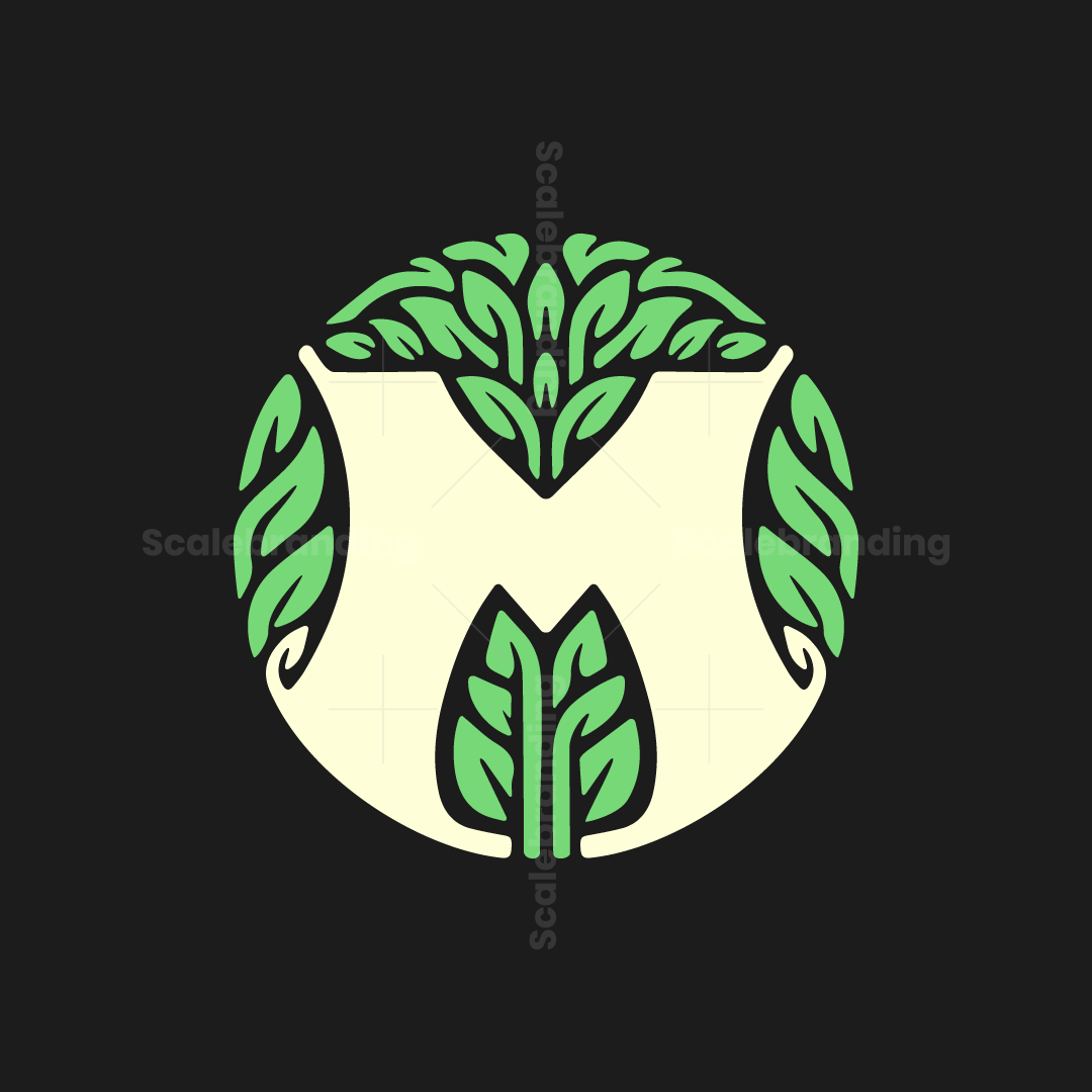 Leaf letter m circle frame logo | Scalebranding