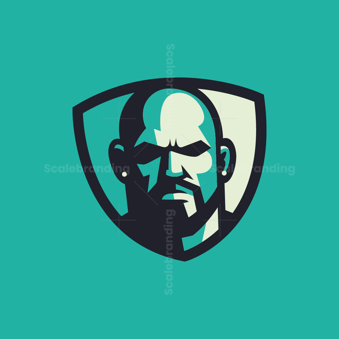 Bald Bearded Bodyguard Shield Logo | Scalebranding