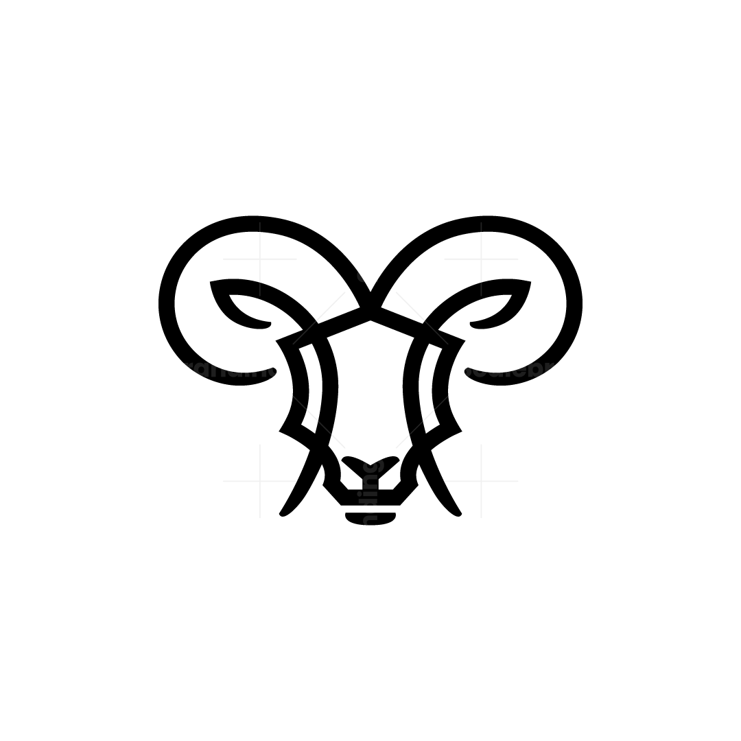 White Elegant Ram Logo Big Male Sheep Logo | Scalebranding