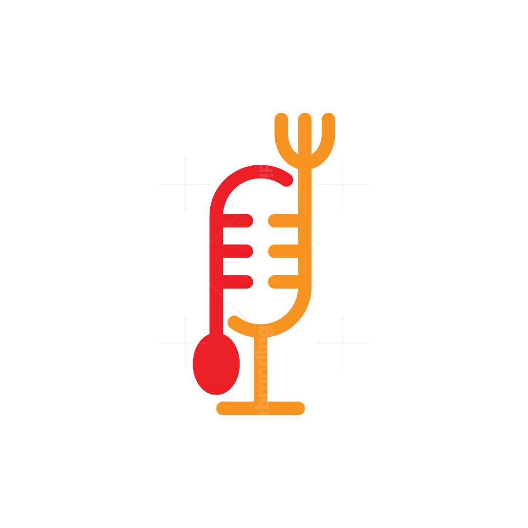 Food Fork and Spoon Podcast Microphone Logo | Scalebranding