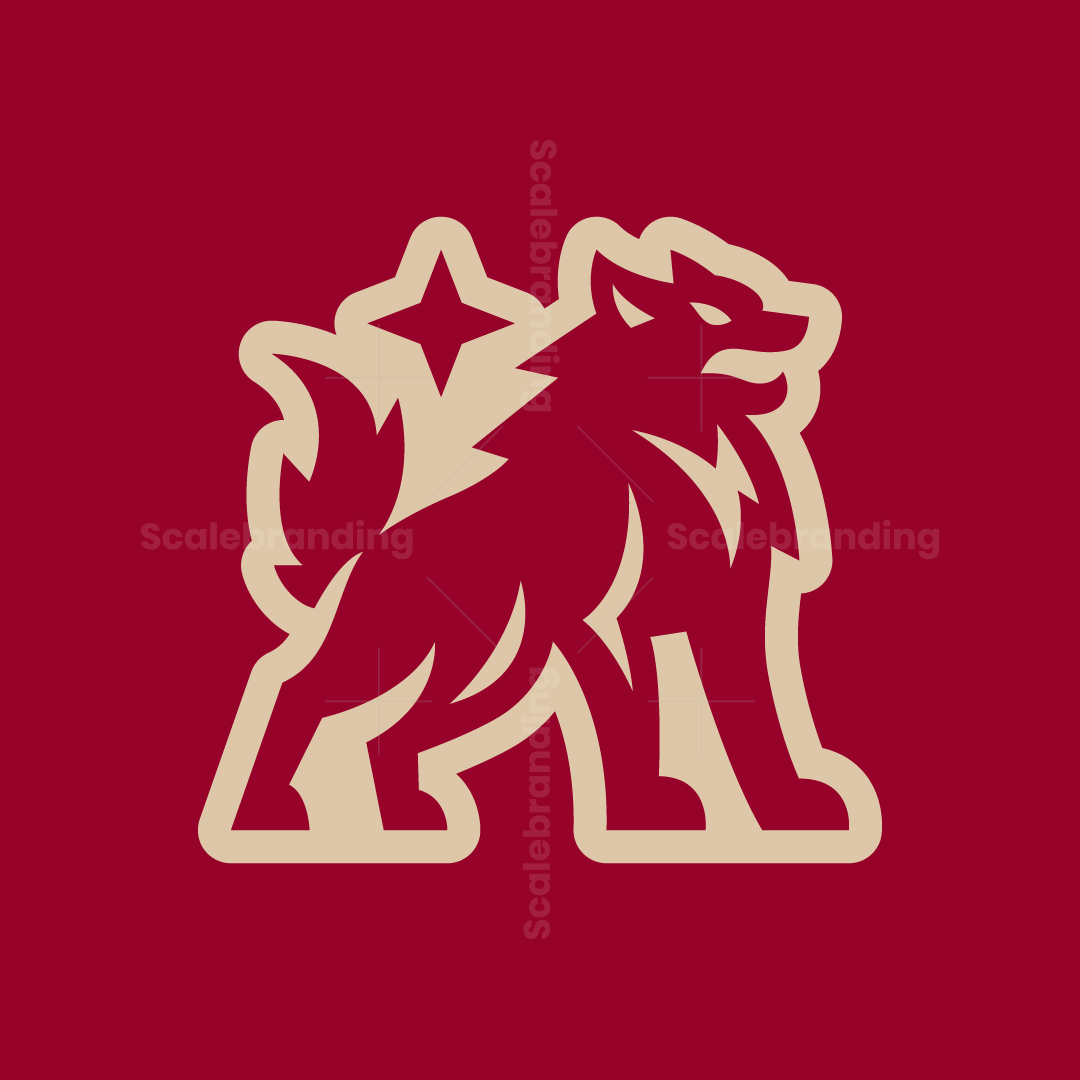 Standing Wolf Star Silhouette Logo | Scalebranding