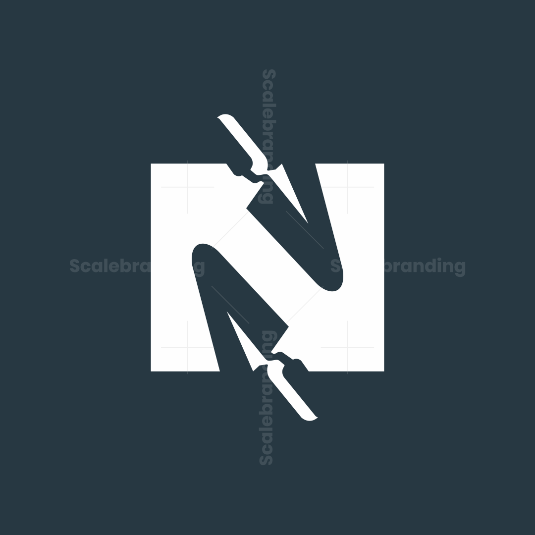 Letter N Triangle Bricklaying Trowel Logo | Scalebranding