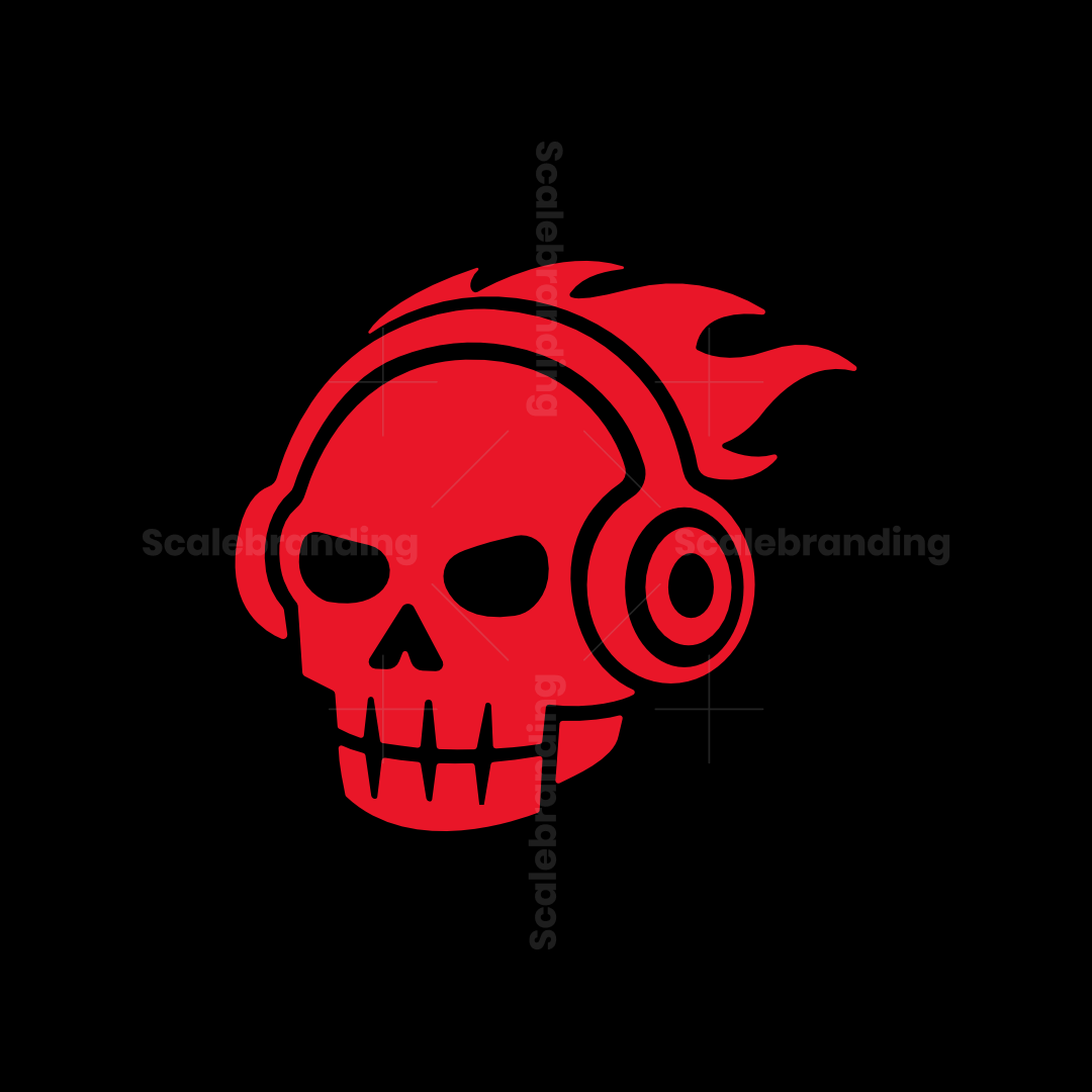 Modern fire skull headphones logo | Scalebranding