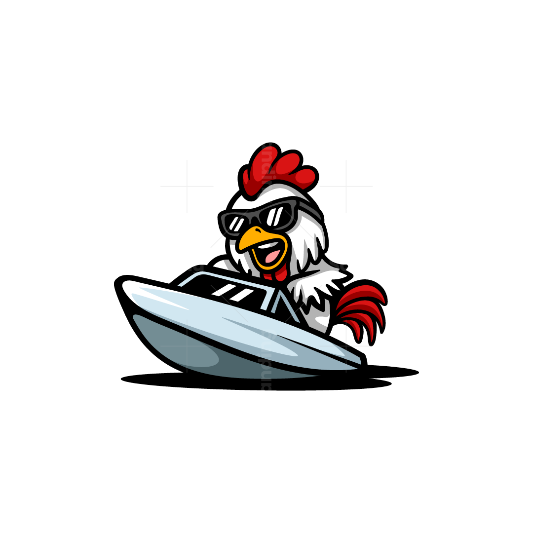 Chicken boat race cartoon logo | Scalebranding
