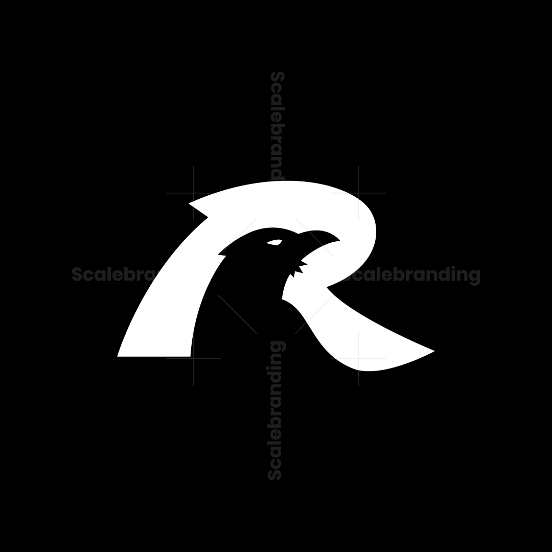 Modern Letter R Raven Silhouette Logo | Scalebranding