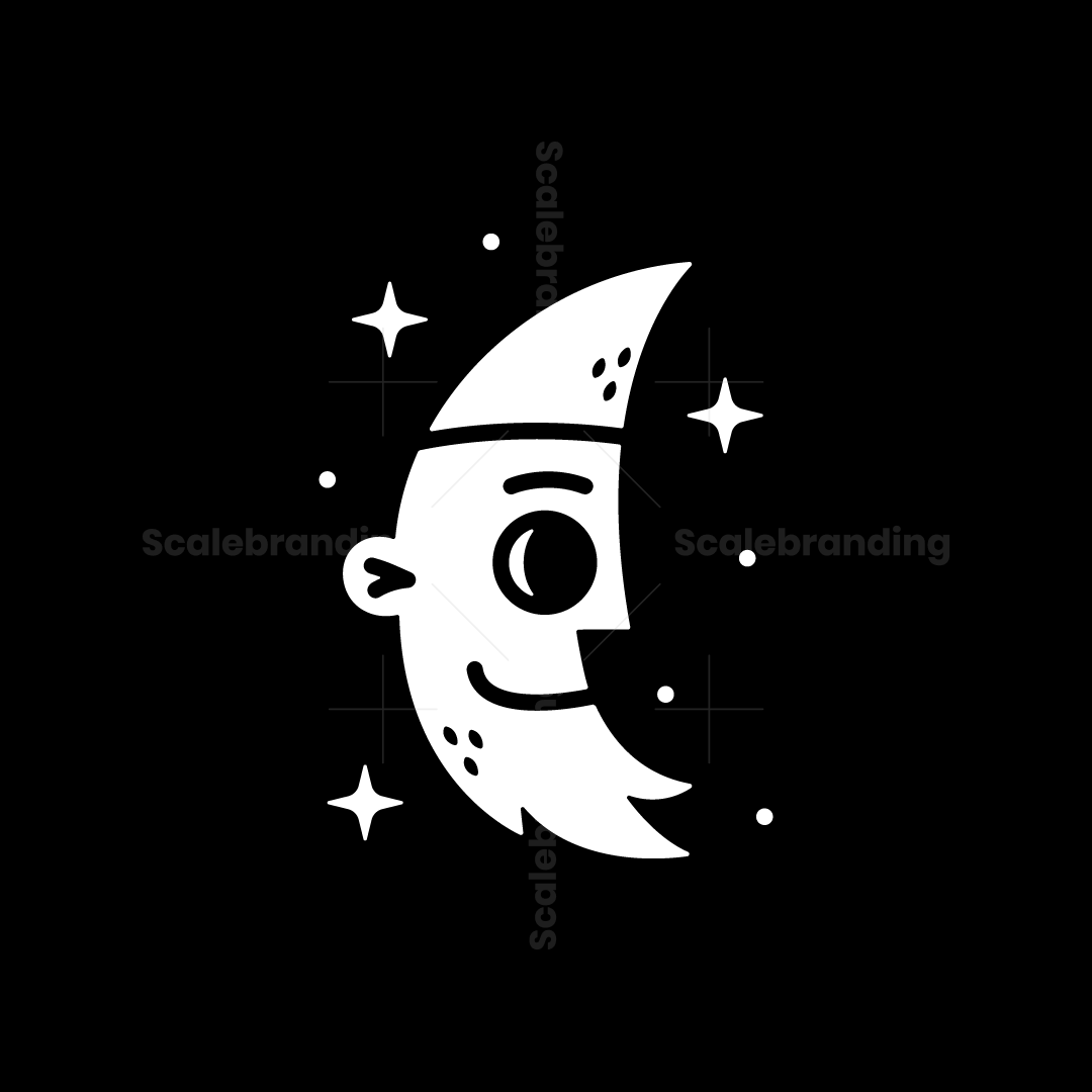 Smiling Moon Wizard Night Logo | Scalebranding