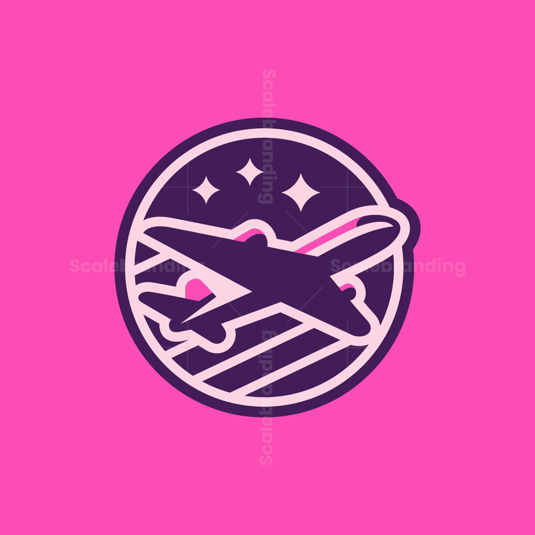 Airplane in Circle Emblem Logo | Scalebranding