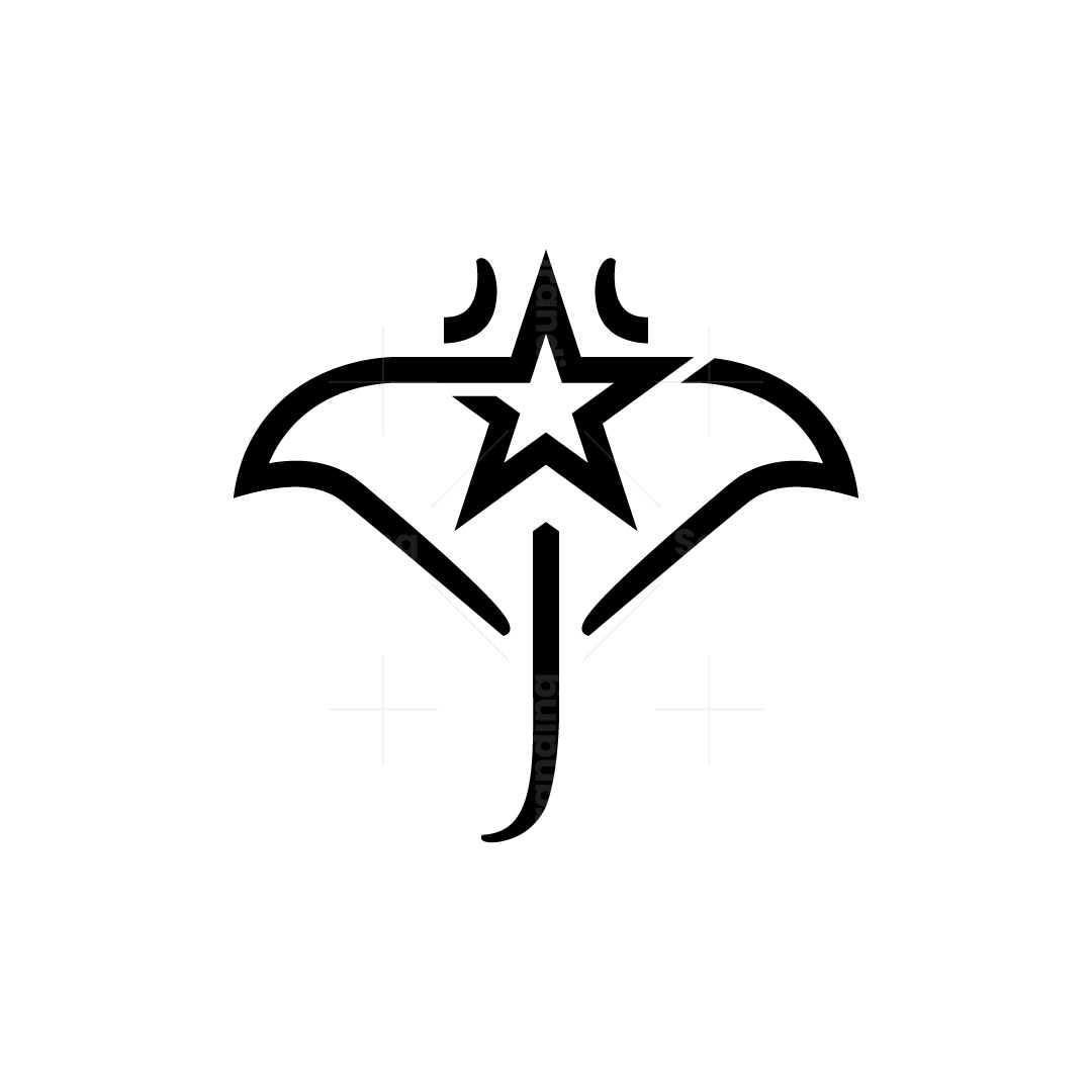 Modern Black Star Stingray Logo | Scalebranding