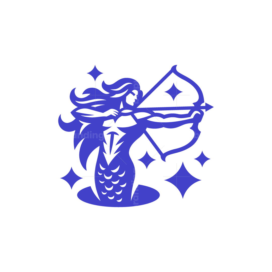 Poseidon Mermaid Archer Silhouette logo | Scalebranding