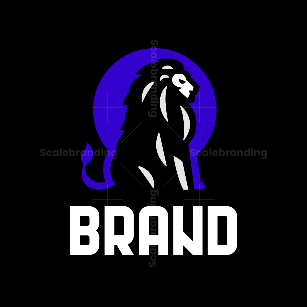 Proud Lion in Front of Moon Logo | Scalebranding