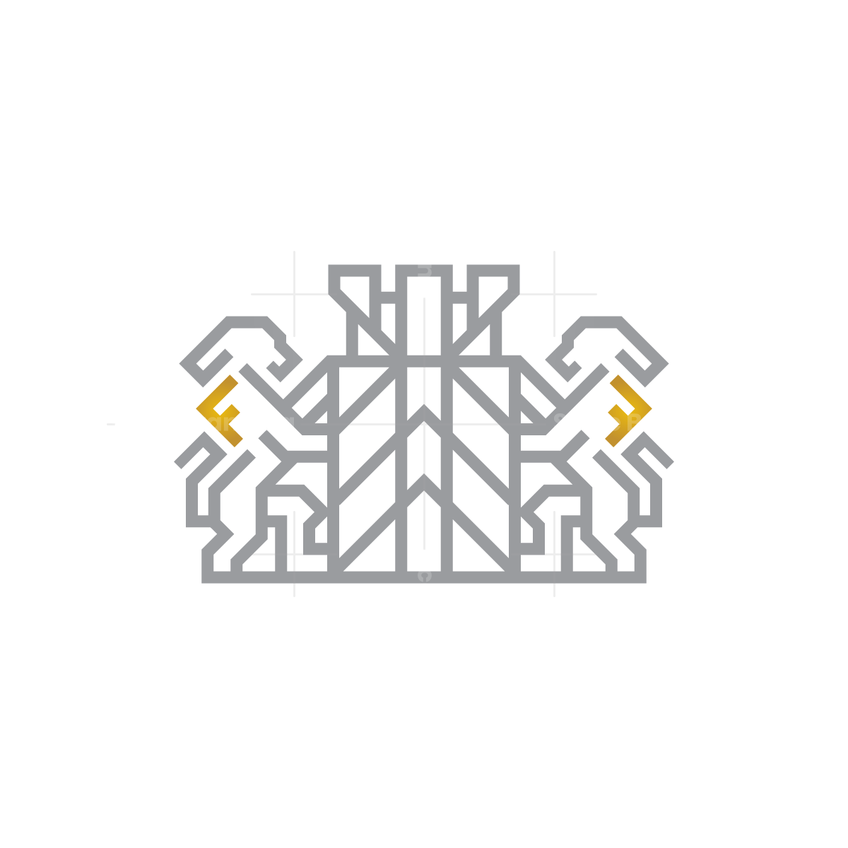 Letter F Fort Lions Logo Lion Fortress Logo | Scalebranding