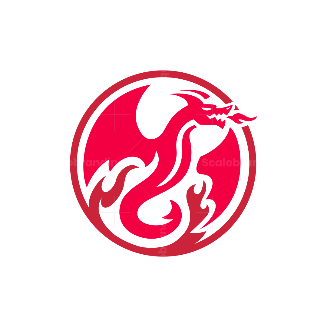 Circle Red Dragon Fire Logo | Scalebranding