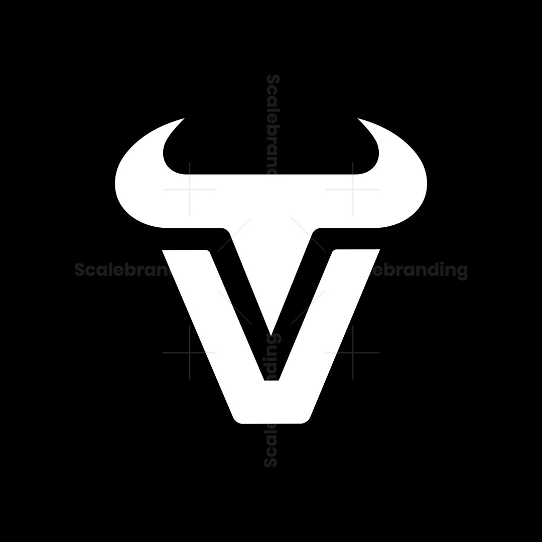 V Letter Digital Bull Head Logo | Scalebranding