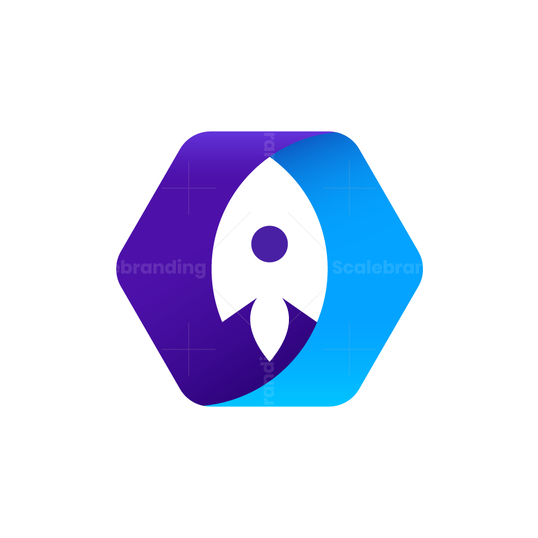 Modern Hexagon Rocket Symbol Logo | Scalebranding