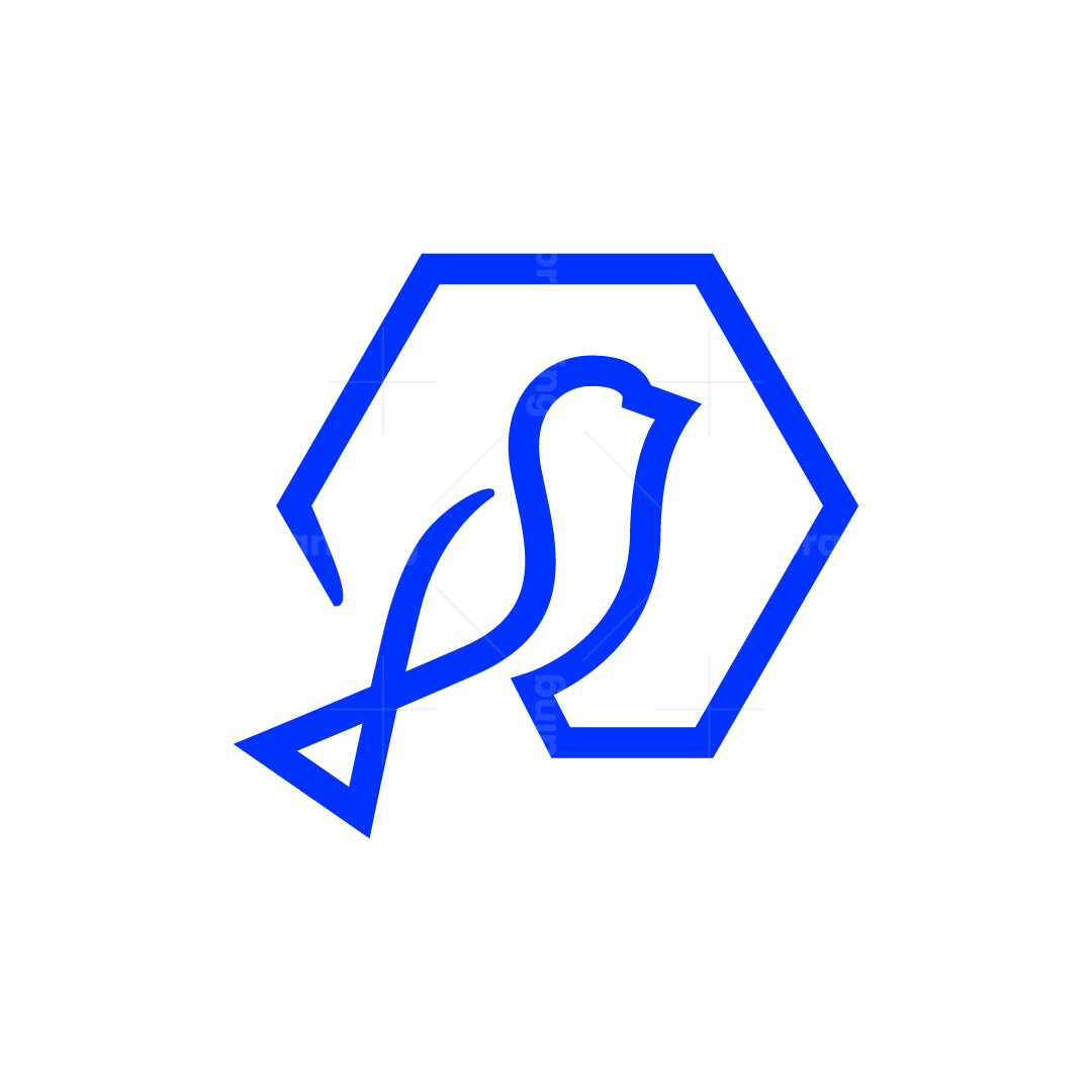 Hexagon Monoline Blue Bird Logo | Scalebranding
