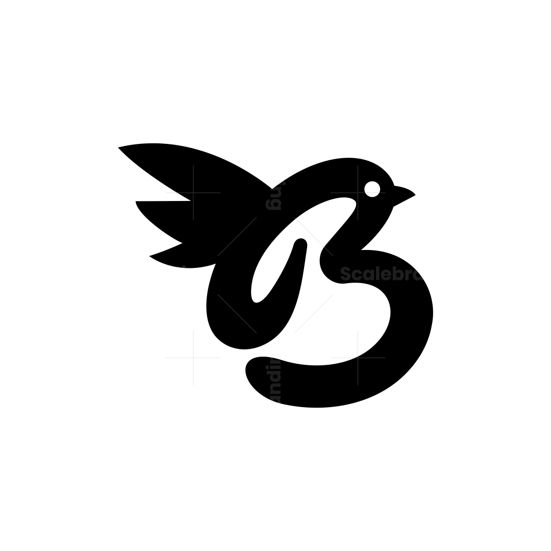 Calligraphy B Letter Bird Logo | Scalebranding