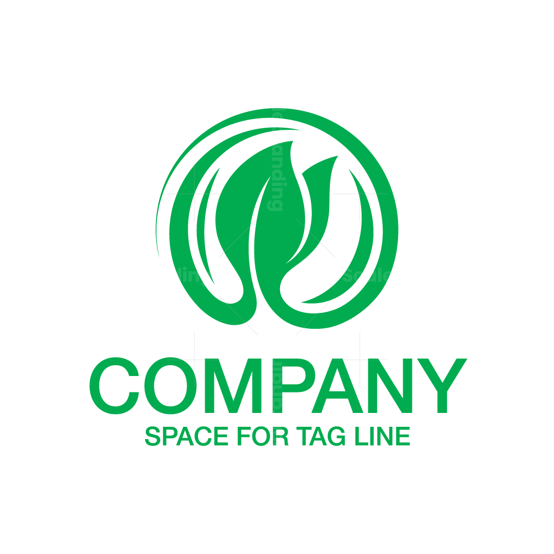 Green Leaves Pair Round Composition logo | Scalebranding