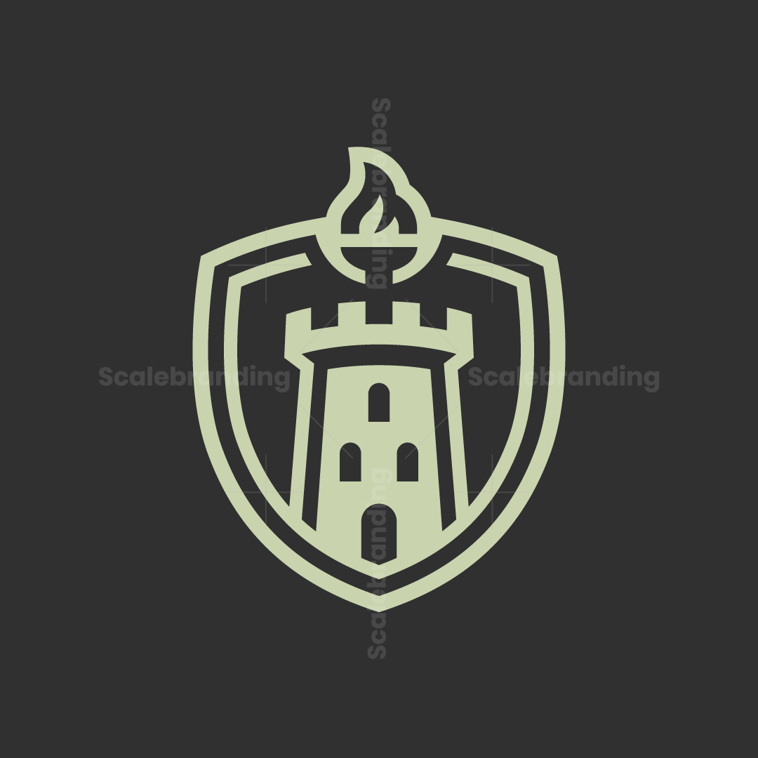 Castle Torch Shield Emblem Logo | Scalebranding