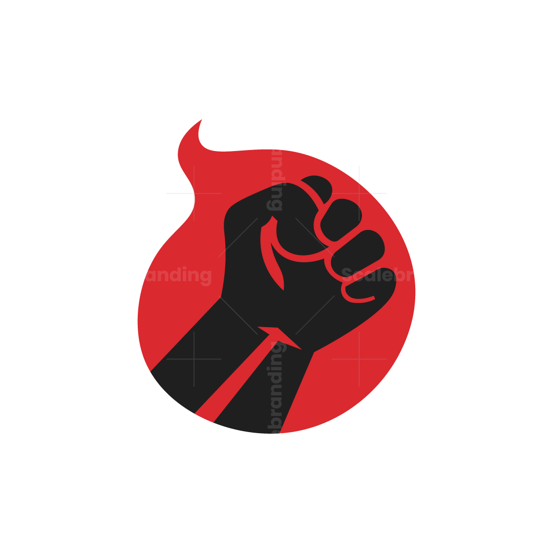 Powerful Flaming Black Fist Logo | Scalebranding