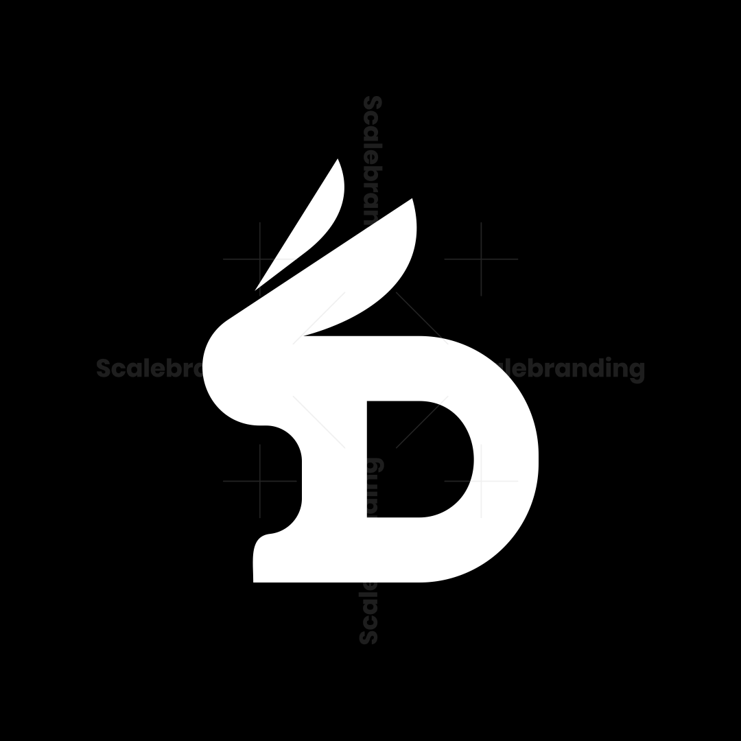 Modern Letter D Rabbit logo | Scalebranding