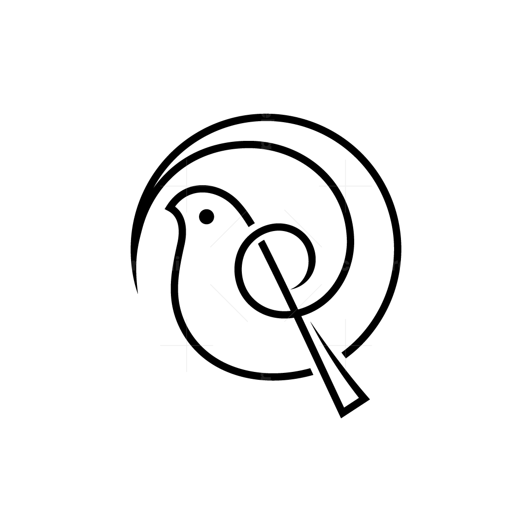 Letter Q Round Bird Profile logo | Scalebranding