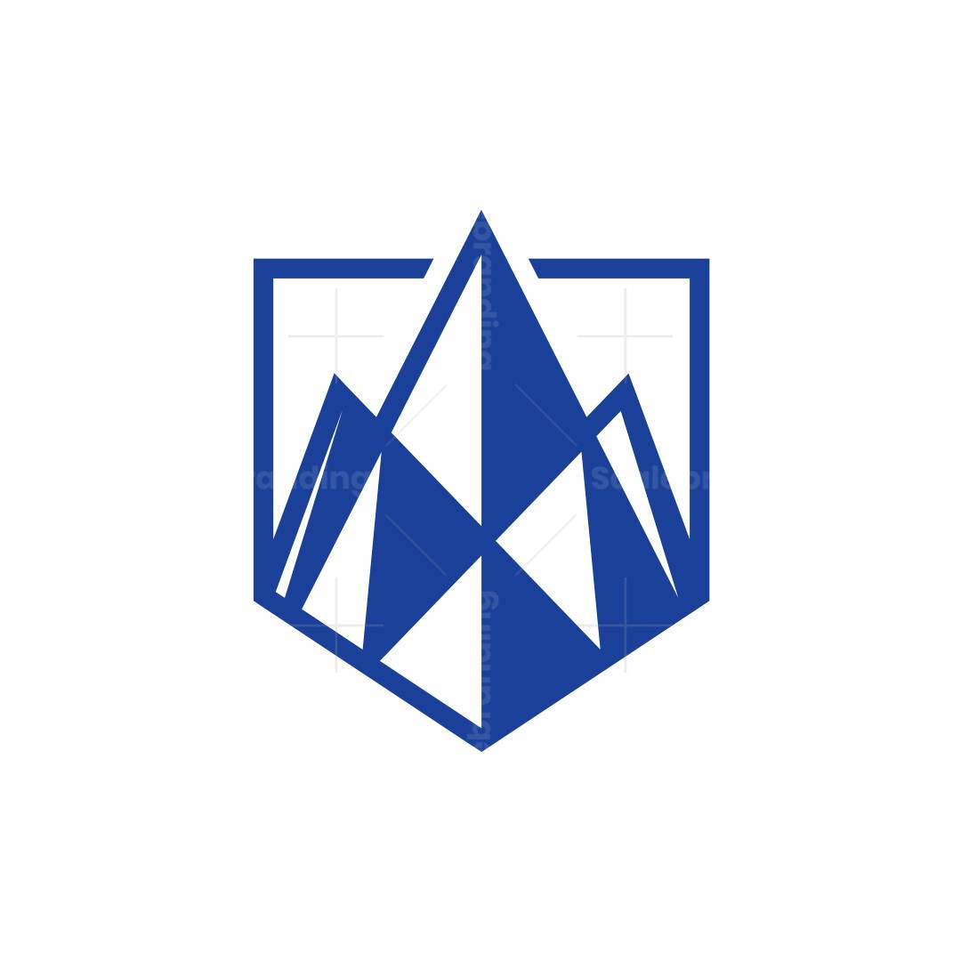 Geometric Mountain Blue Shield Logo | Scalebranding