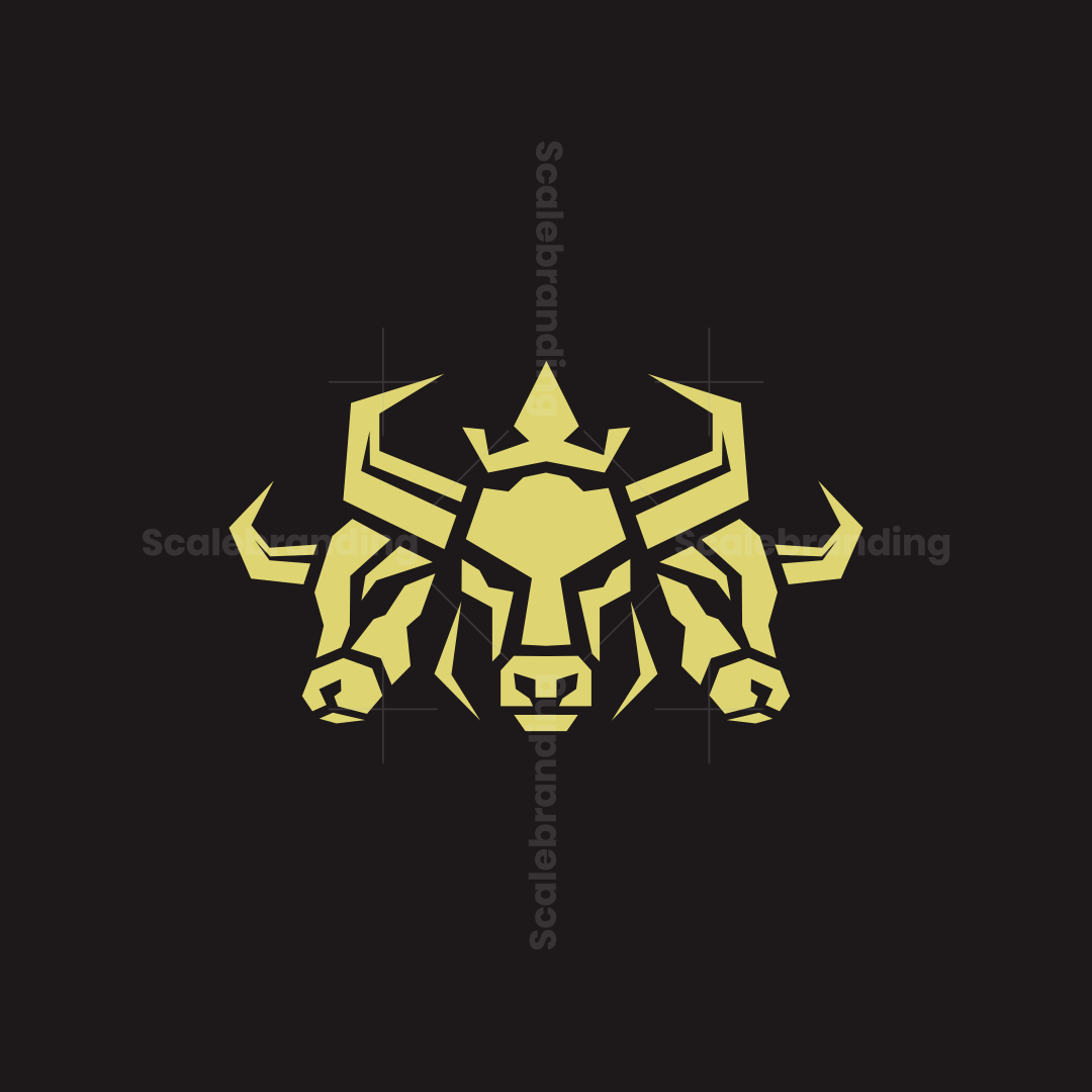 Geometric Golden Three Bulls Logo | Scalebranding