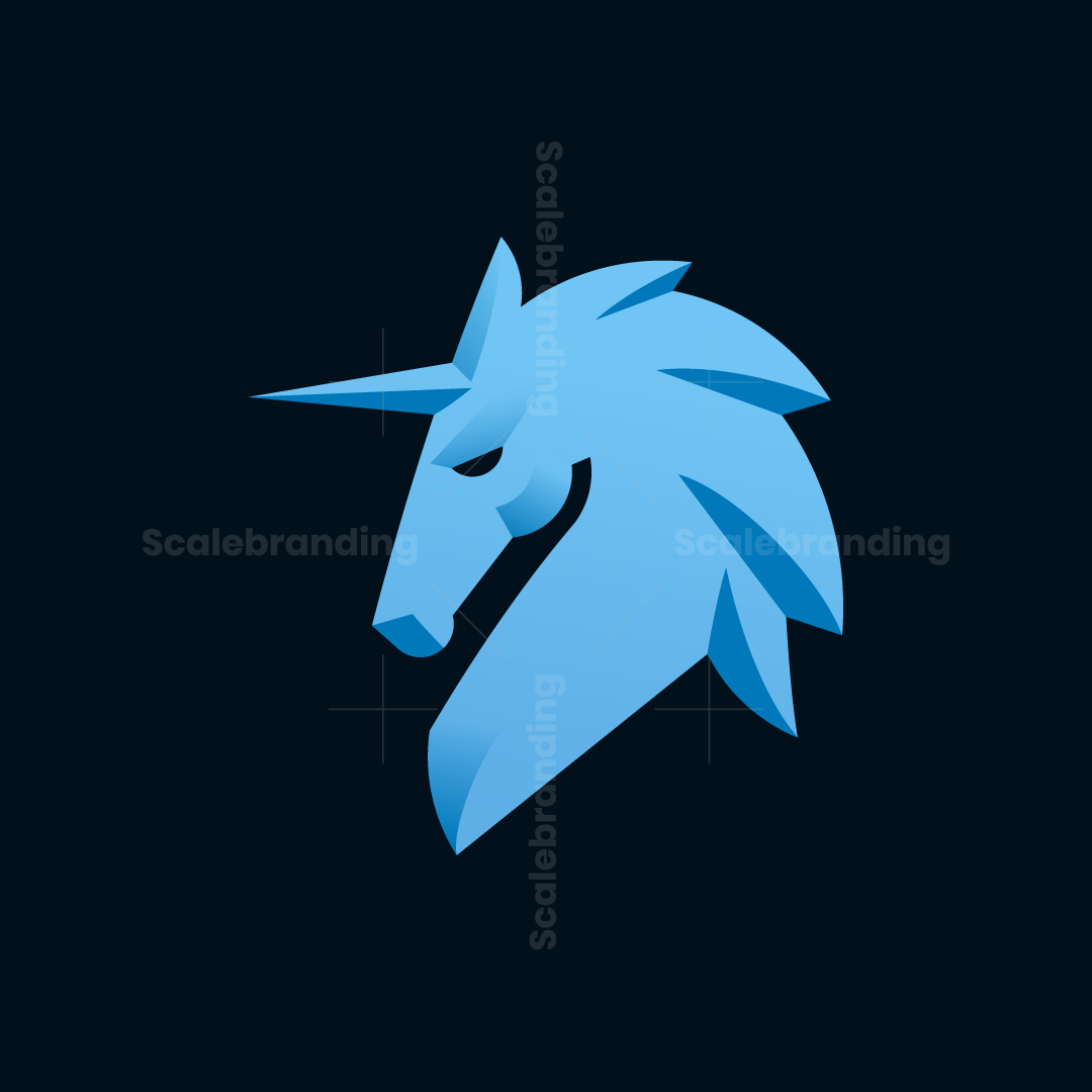 Modern Geometric Unicorn Head Logo | Scalebranding