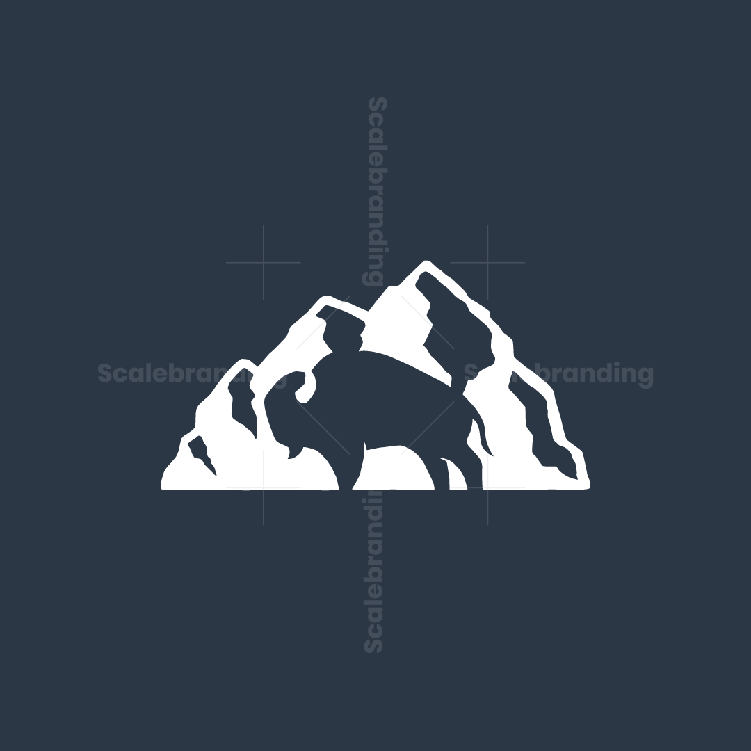 Bison and Mountain Negative Space Logo | Scalebranding