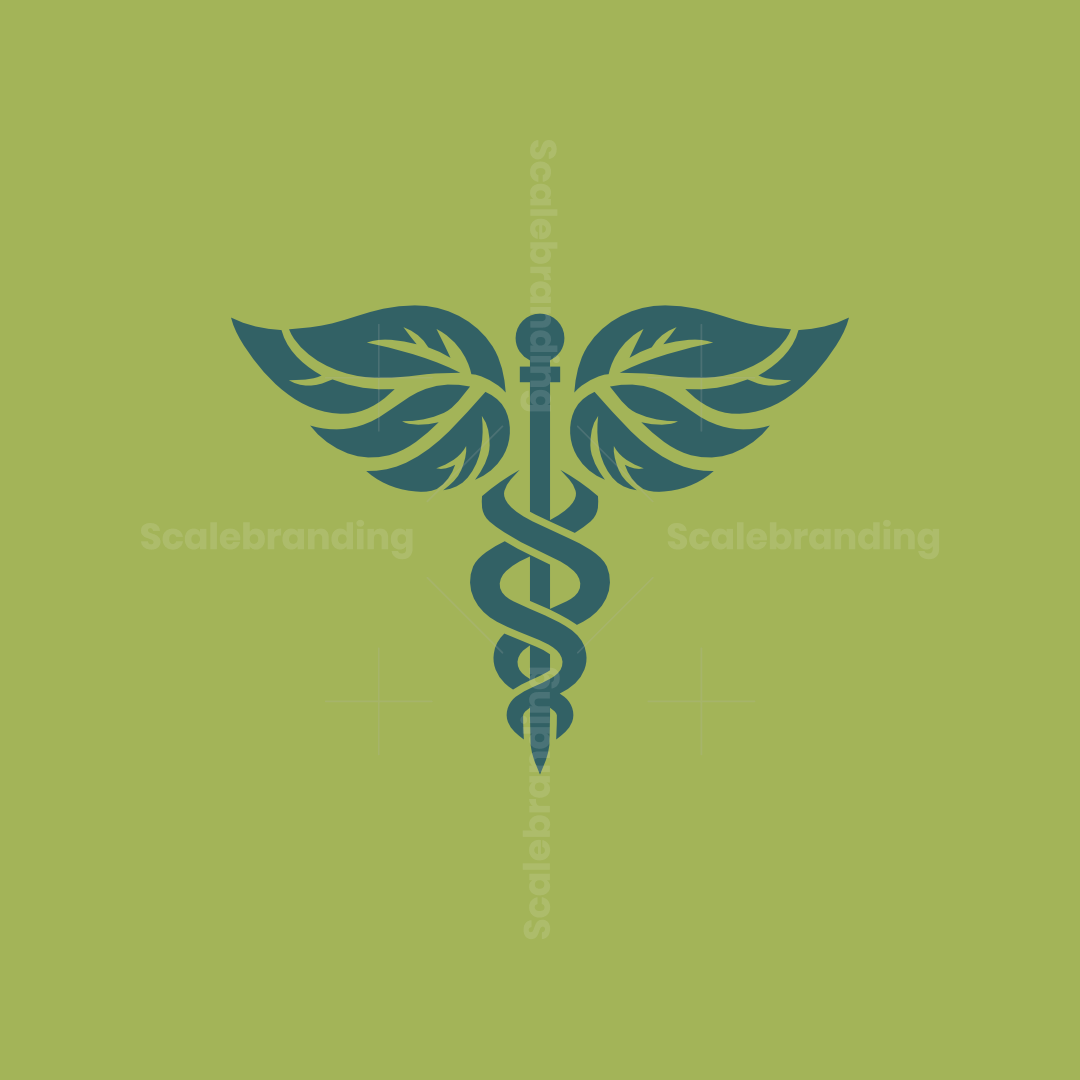 Iconic Natural Leaves Caduceus Logo | Scalebranding