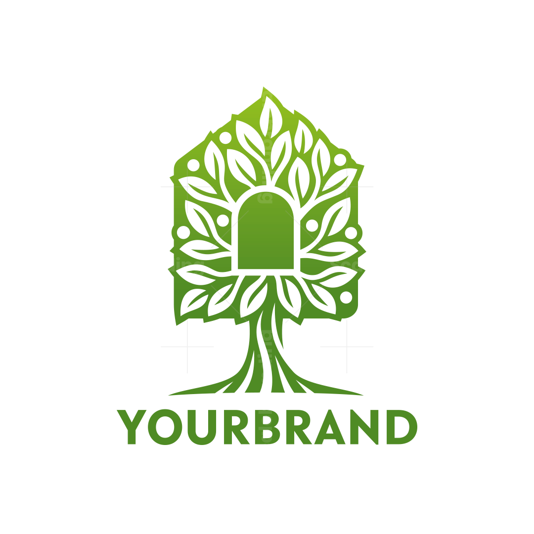 Unique and creative Cosy Green Tree Home Logo | Scalebranding