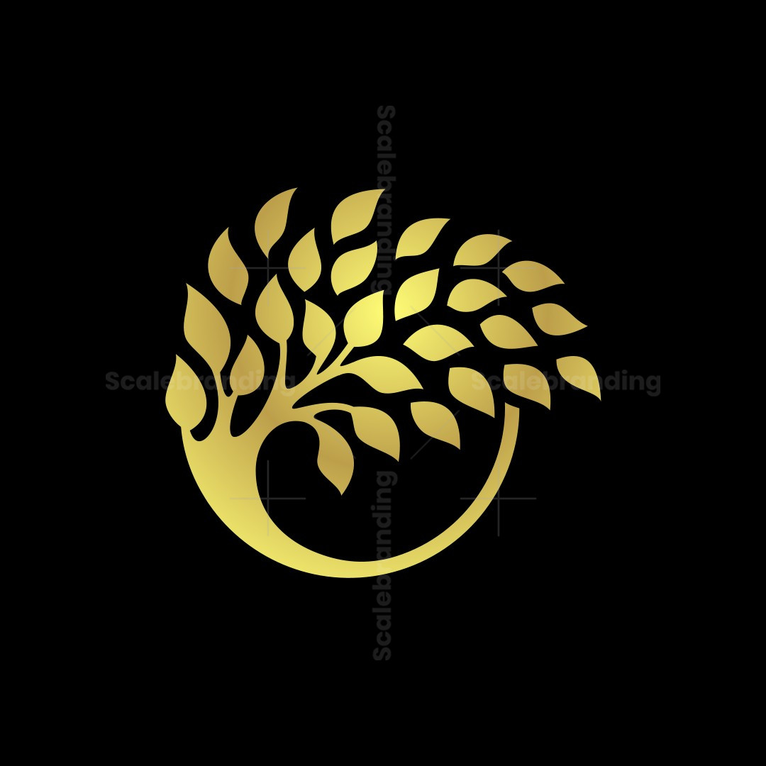 Gold Branch Circle Tree Logo | Scalebranding