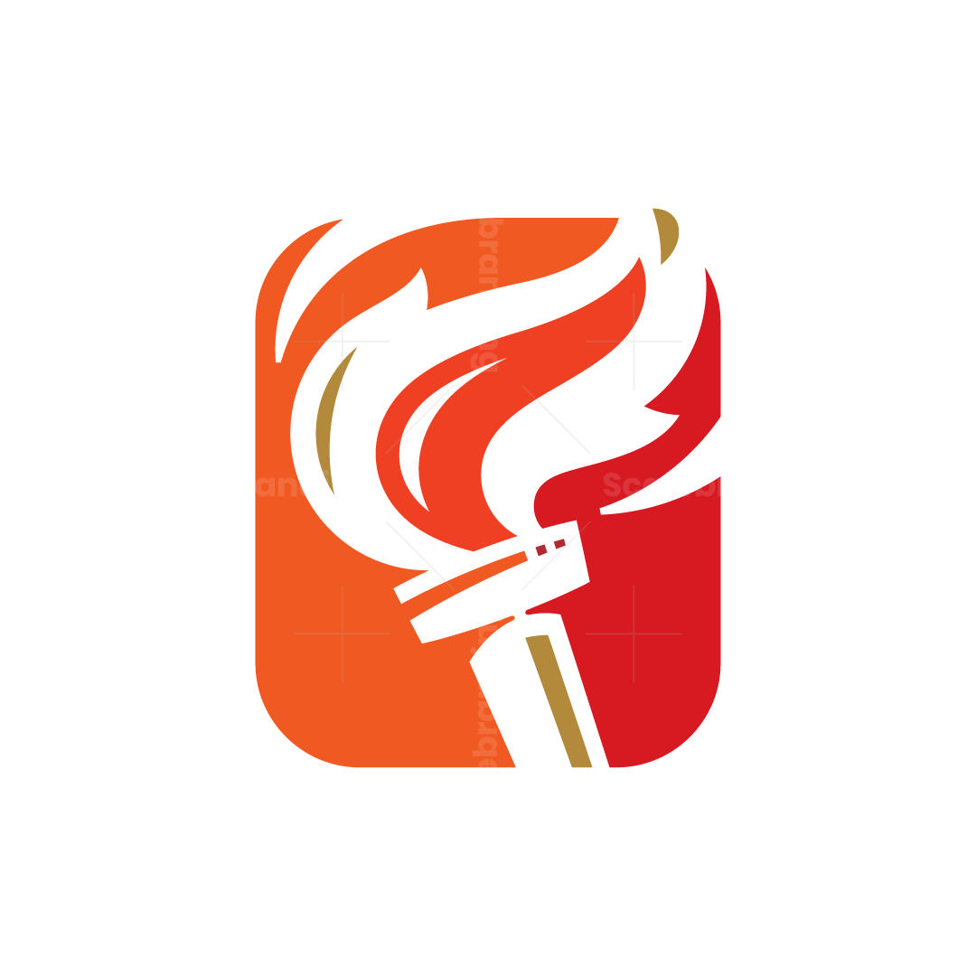 Torch Flame Negative Space logo | Scalebranding