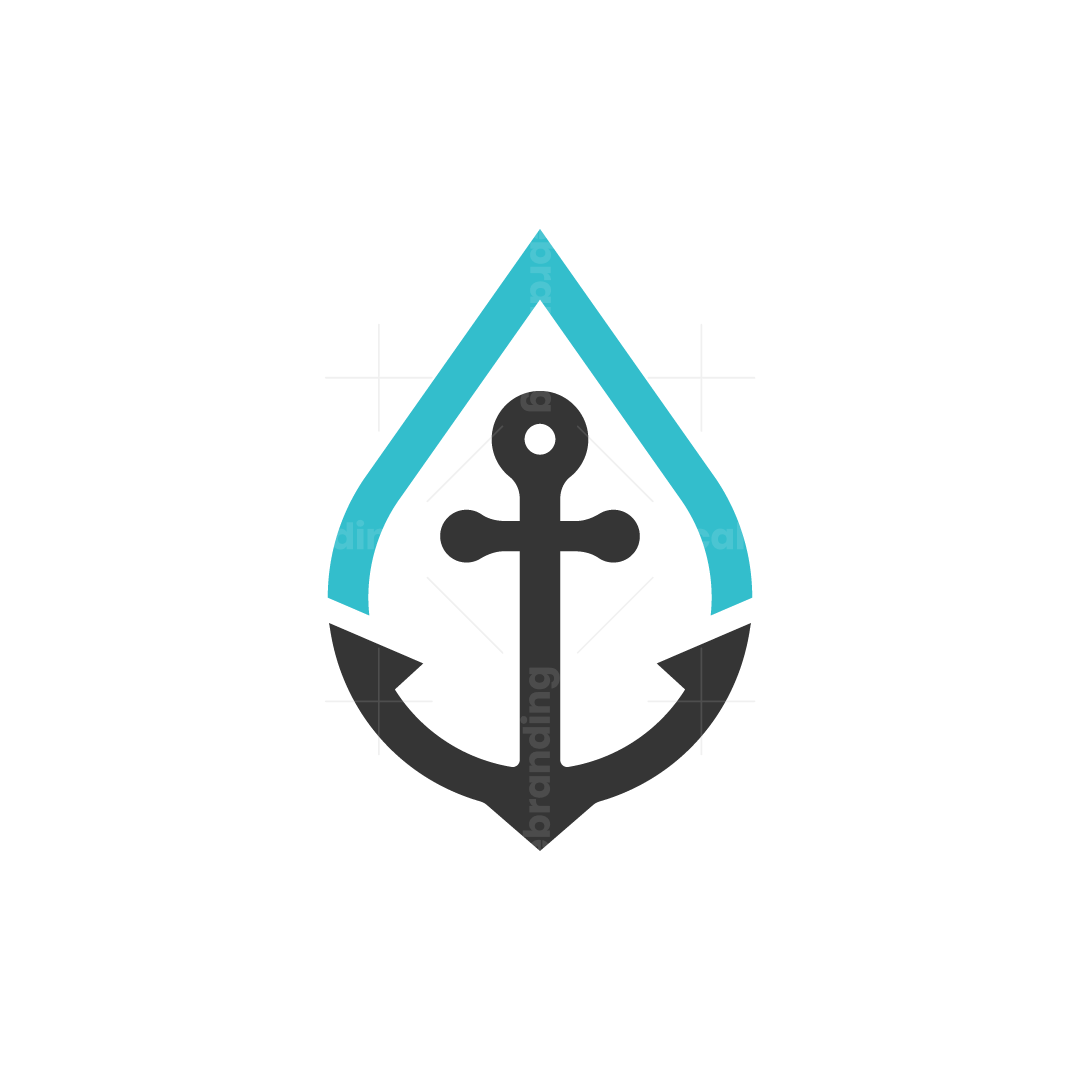 Anchor Waterdrop Maritime Emblem logo | Scalebranding