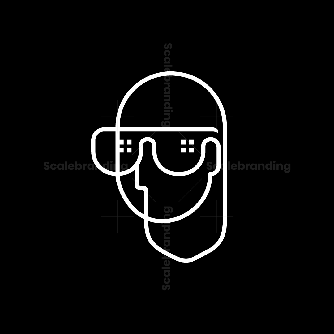 Man Face with Eye Glasses Goggle logo | Scalebranding