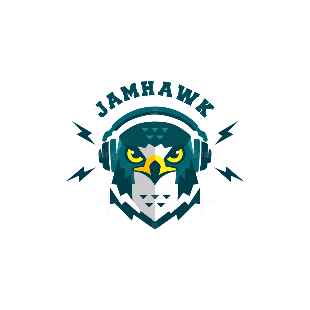 Music Jamming Hawk With Headphone Logo | Scalebranding