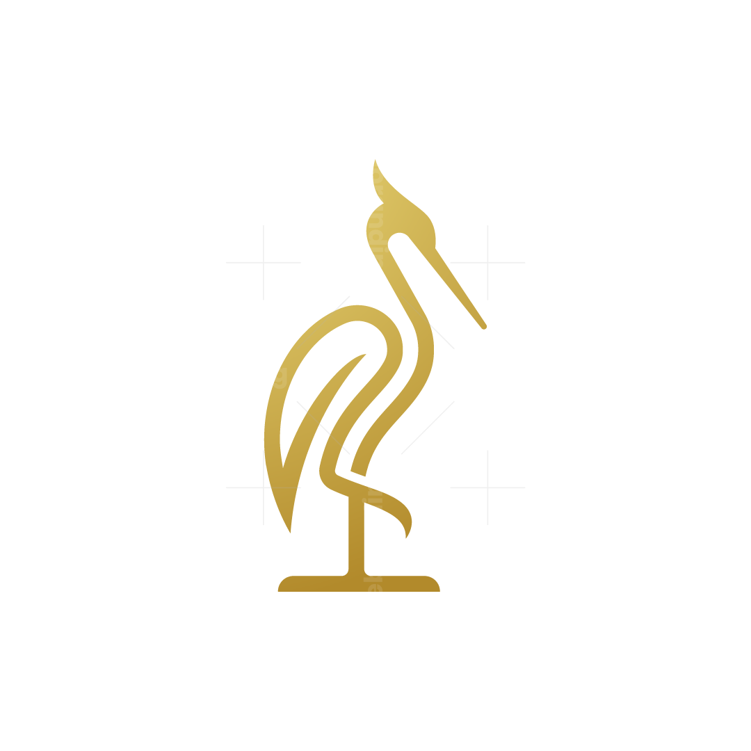 Golden Stork in Minimalist Lines logo | Scalebranding