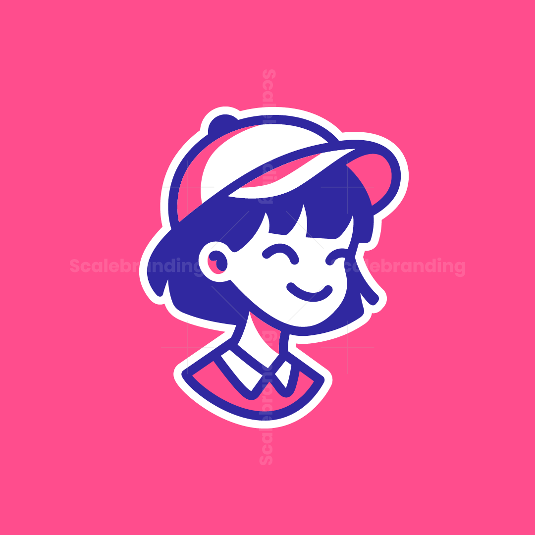 Cute Short Hair Cap Girl Logo | Scalebranding