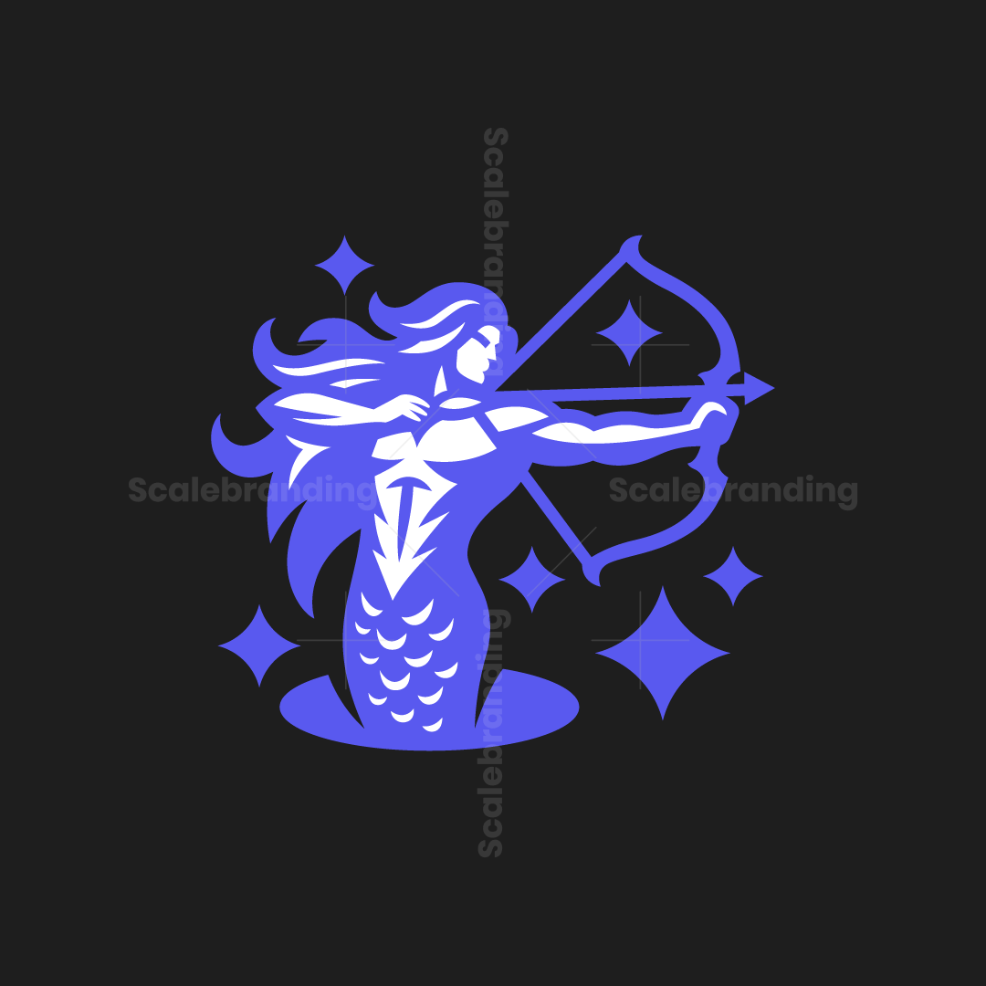 Poseidon Mermaid Archer Silhouette logo | Scalebranding