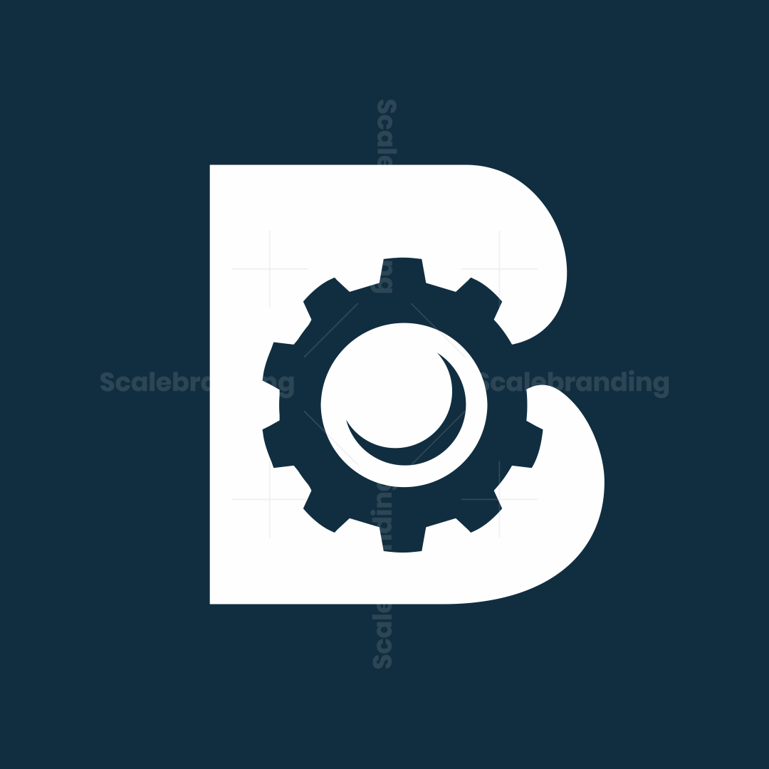 Letter B Gear Mechanical Logo | Scalebranding