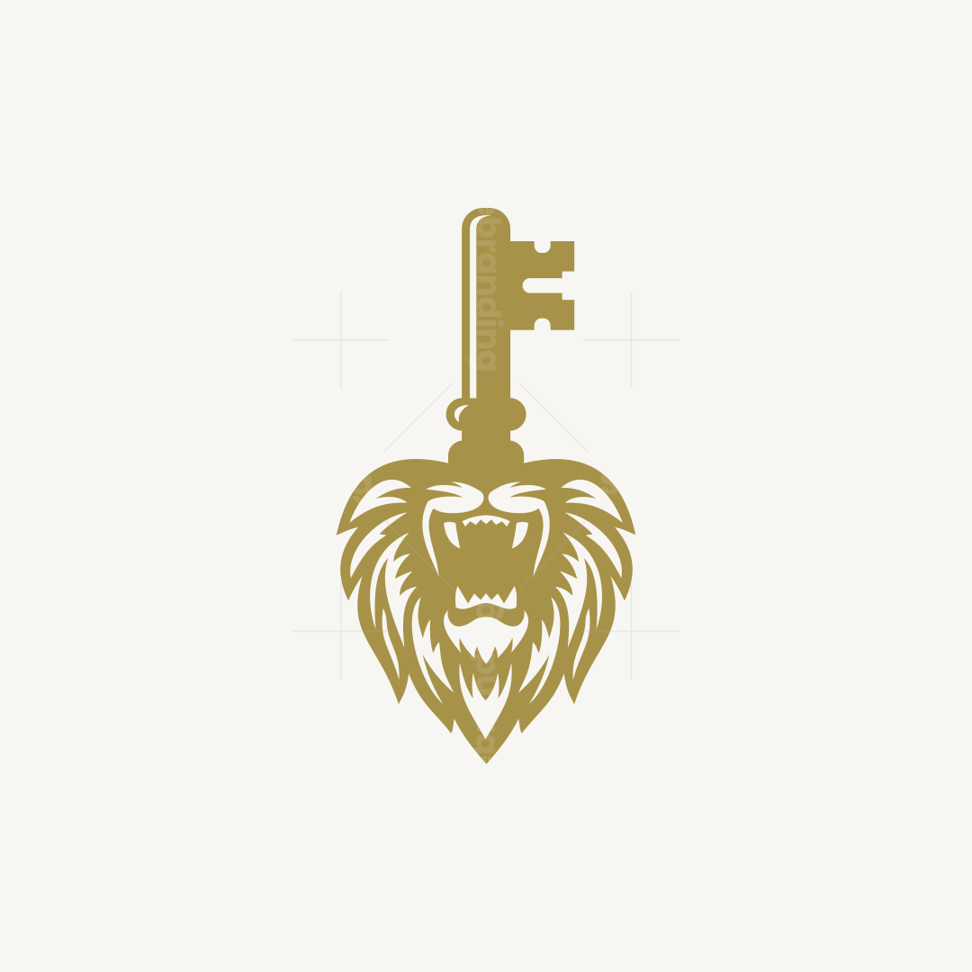 Wide Roaring Golden Key logo | Scalebranding