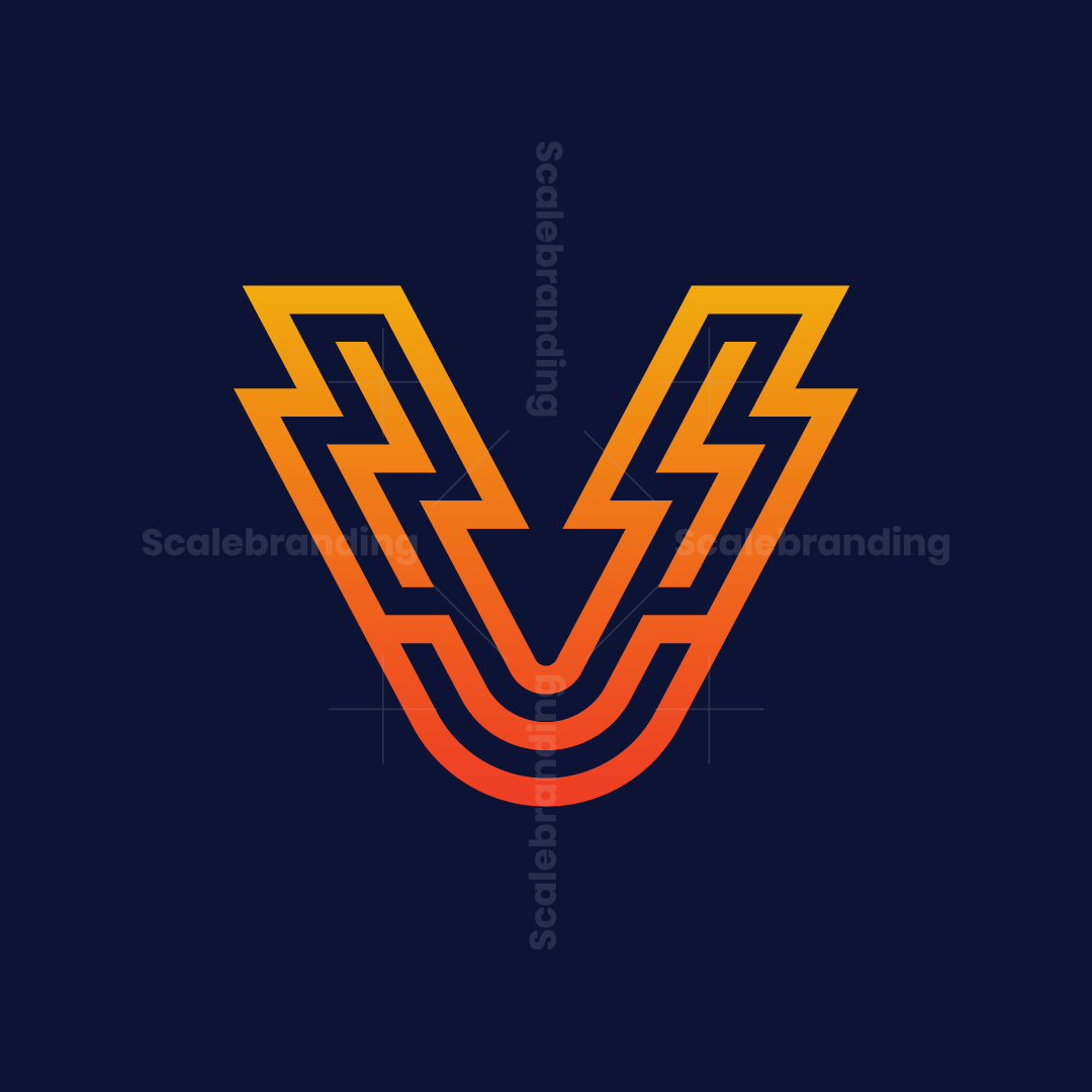 Modern Letter V Thunder Logo | Scalebranding