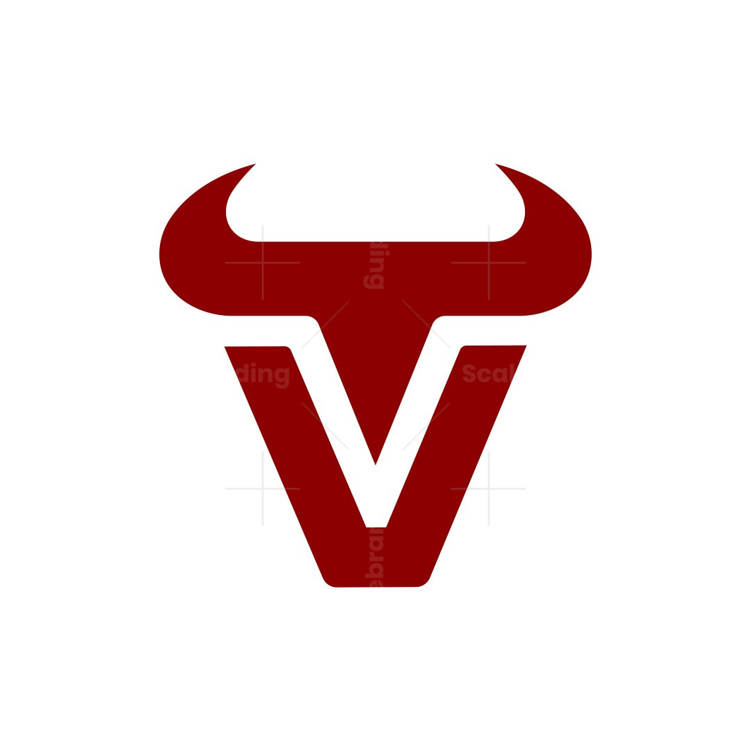 V Letter Digital Bull Head Logo | Scalebranding
