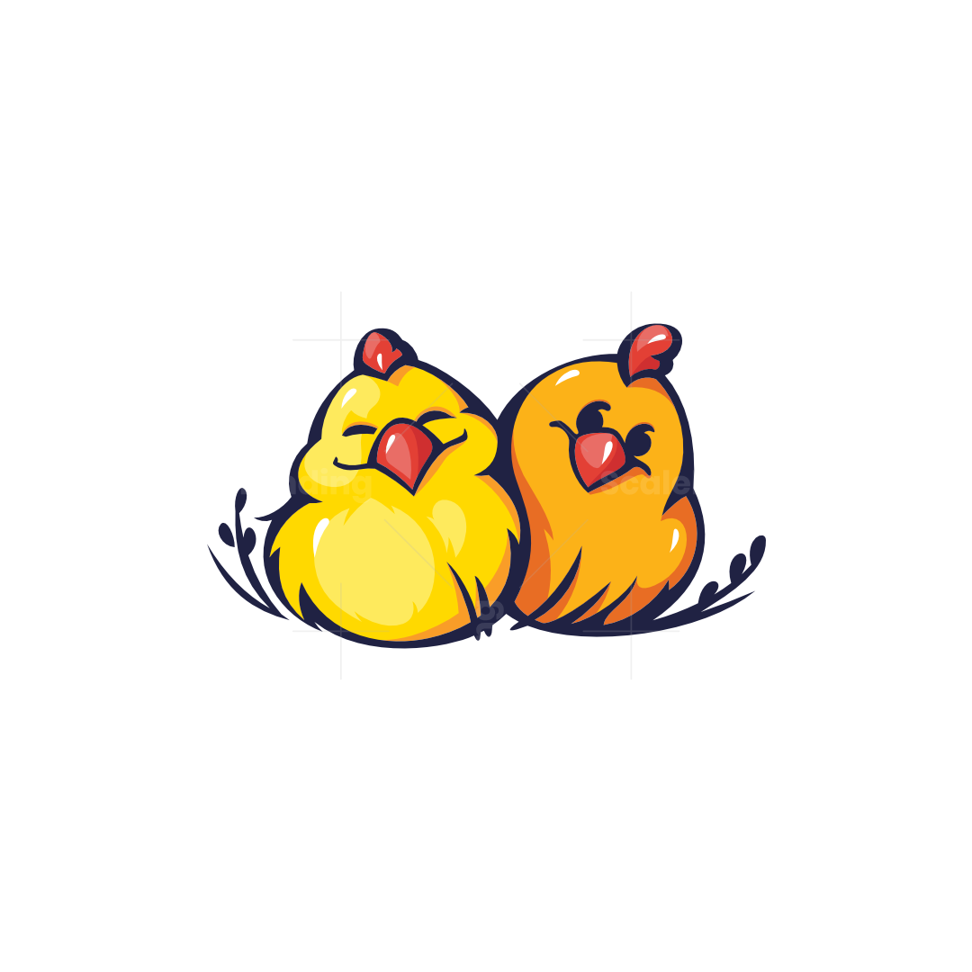 Two Cute Happy Chickens Logo | Scalebranding