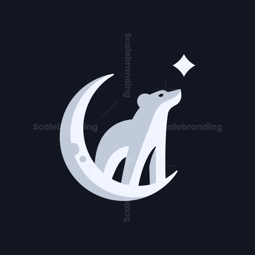 Luxury Polar Bear Crescent Moon Logo | Scalebranding