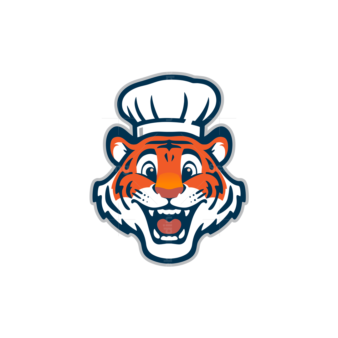Happy Tiger Chef Cartoon Logo | Scalebranding